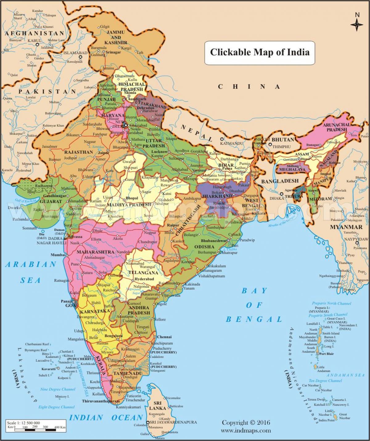India immagine mappa Immagine dell'India mappa (Sud-est Asiatico - Asia)